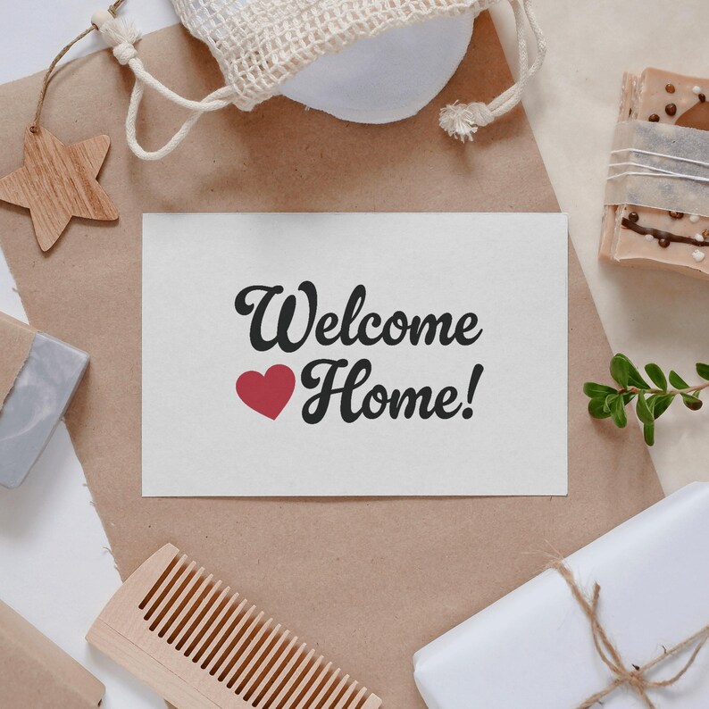 Welcome Home Sign, PNG, SVG, Red Heart Digital Download Decal, Sticker ...