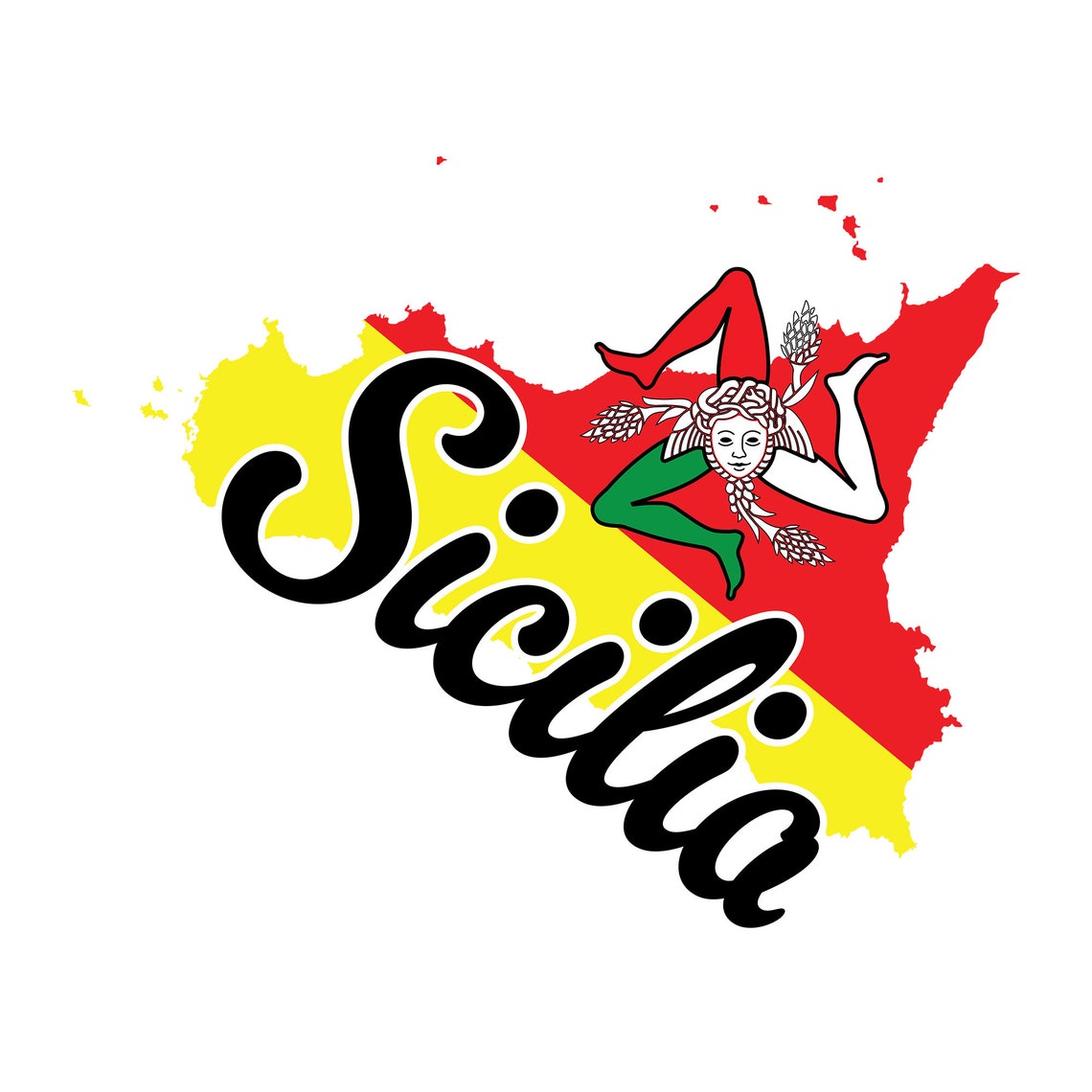 Sicilia Digital Art, Italian Download, Sicily, Italian Flag, Sicilian ...