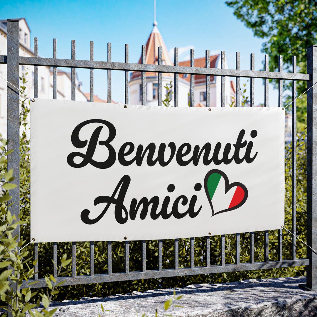 Italian Welcome Friend Banner, Italian Party Banner, Benvenuti, Welcome ...