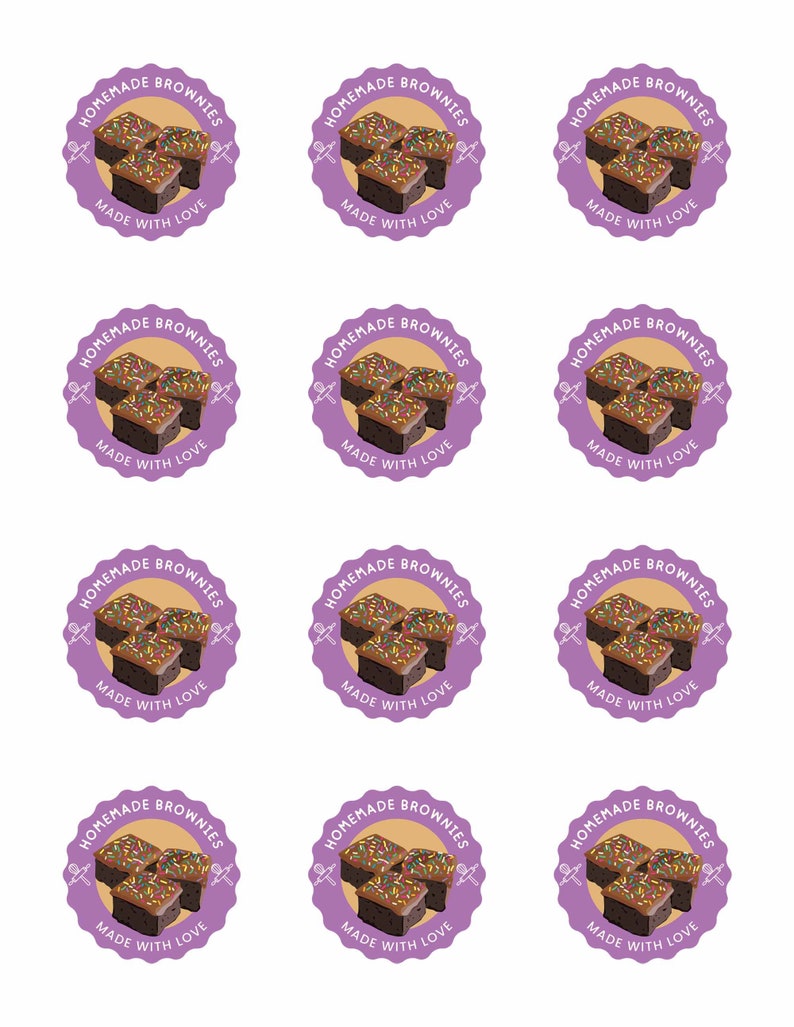 Homemade Brownies Stickers, Craft Fair Labels (avery 2 Inch PDF) - Etsy