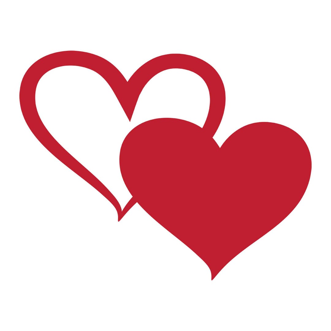 Heart Digital Download, Double Red Hearts Art, SVG, PNG Red Outlined ...