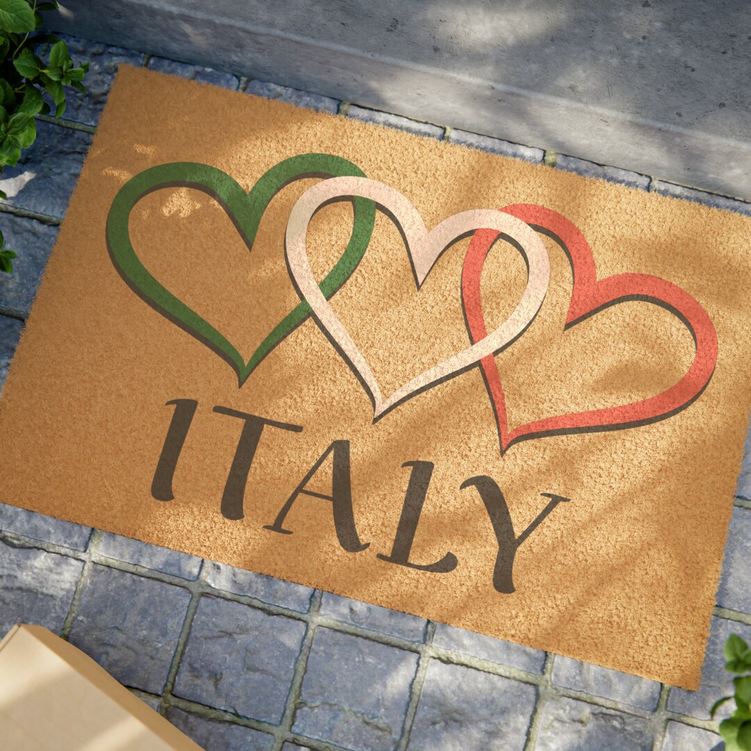 Italian Door Mat, Italy Triple Heart Italian Rug, Italy Doormat ...