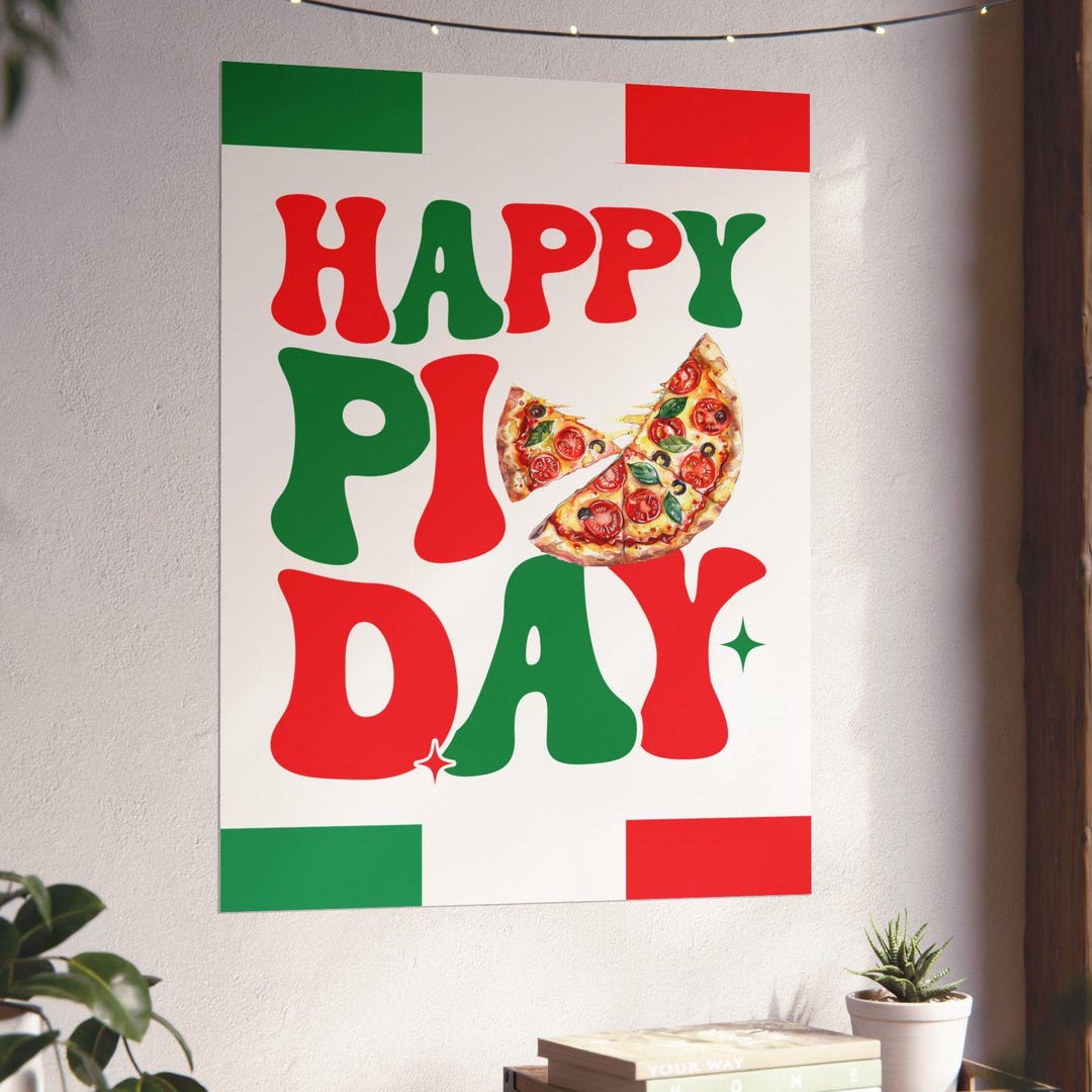 Happy Pi Day Poster, Fun Kitchen Decor, Pizza Lovers Wall Art ...