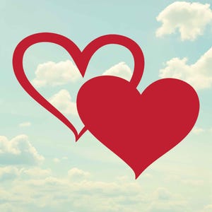 Heart Digital Download, Double Red Hearts Art, SVG, PNG Red Outlined ...