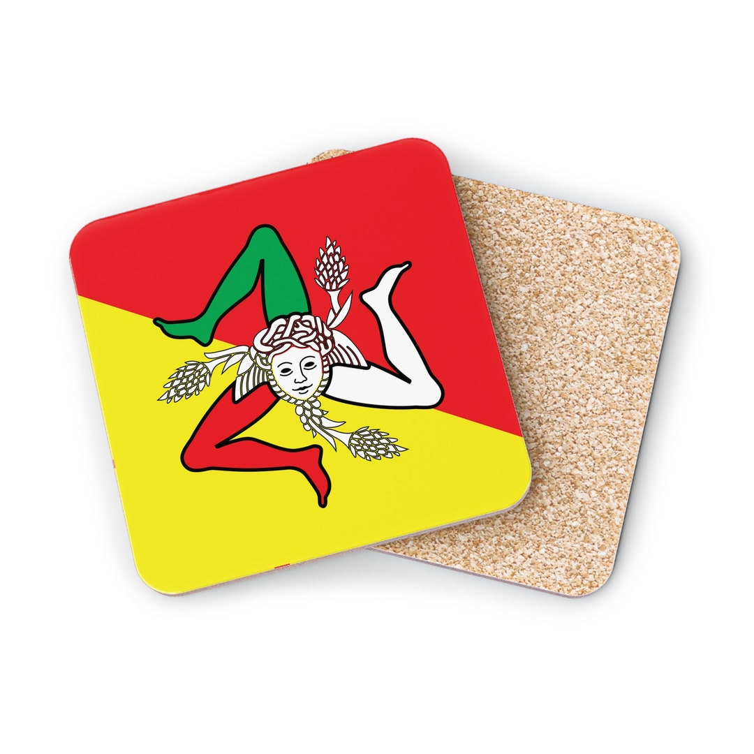 Sicilian Trinacria Coaster, Italian Coaster, Italian Flag, Sicily Gift ...