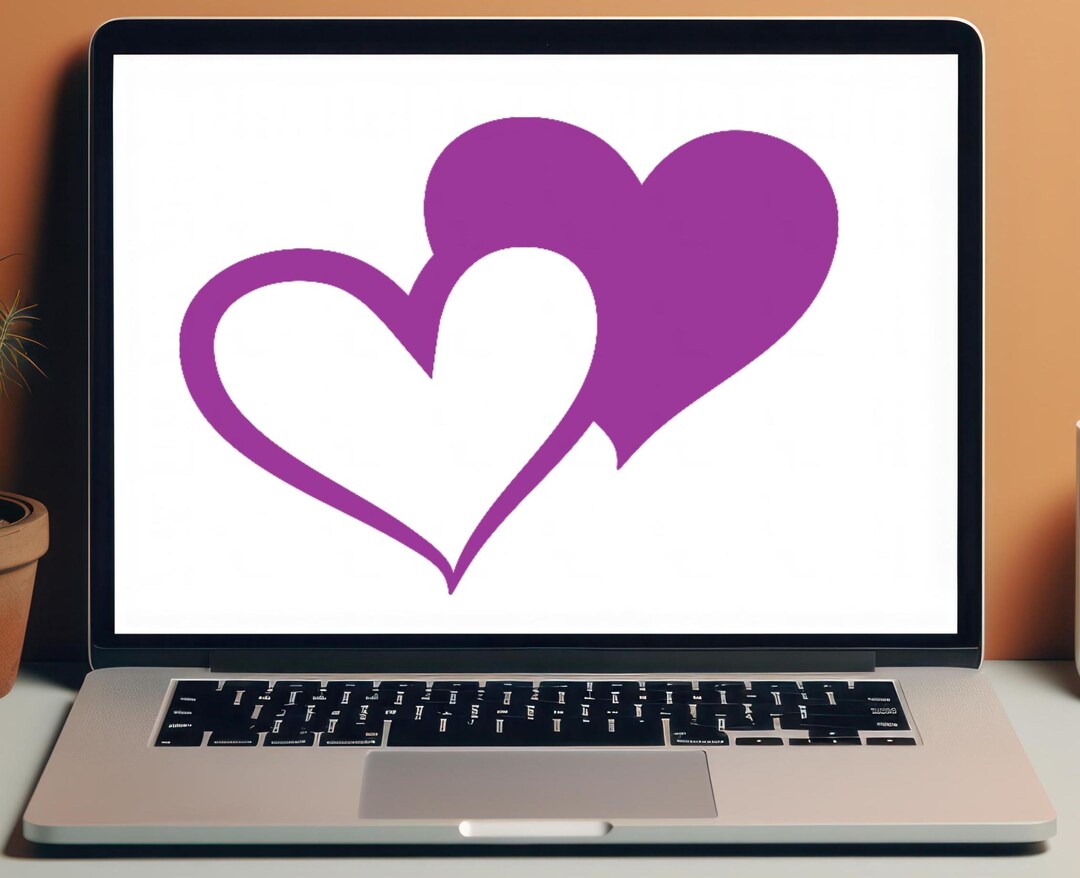 Heart Digital Download, Double Purple Hearts Art, SVG, PNG Solid Purple ...