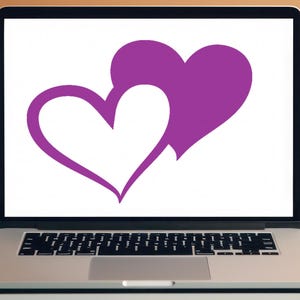 Heart Digital Download, Double Purple Hearts Art, SVG, PNG Solid Purple ...
