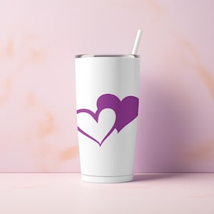 Heart Digital Download, Double Purple Hearts Art, SVG, PNG Solid Purple ...