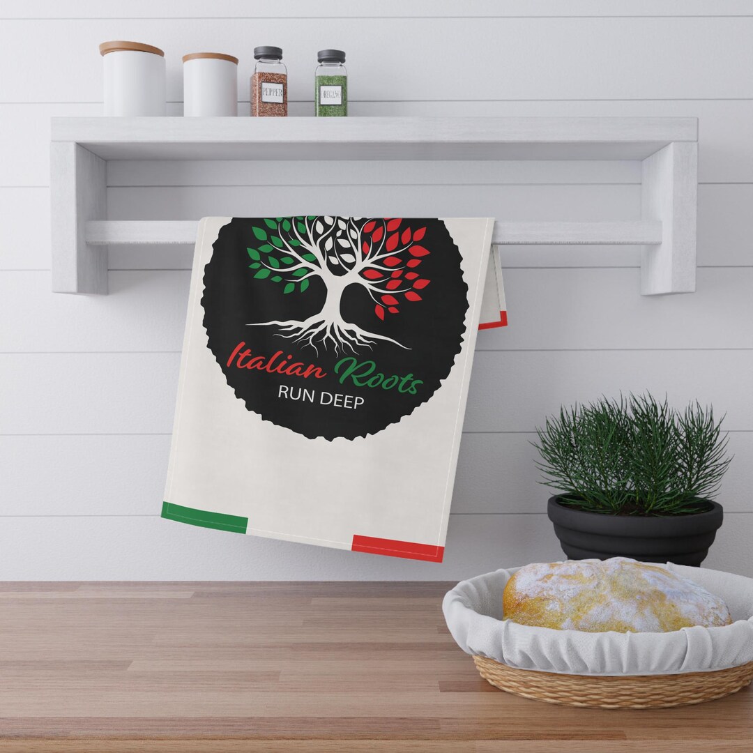 Toalla de cocina con raíces italianas y diseño de bandera italiana ...
