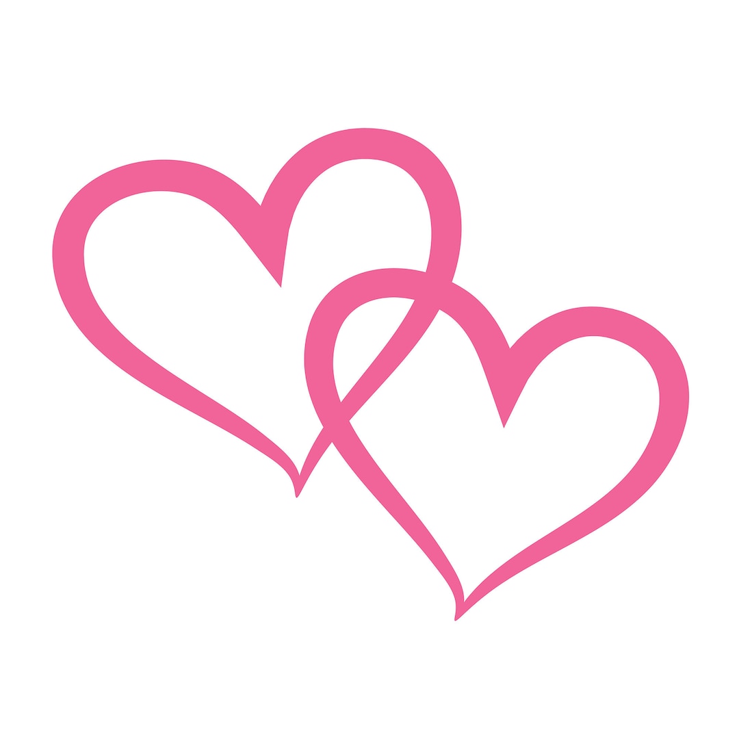 Heart, Digital Art, Double Pink Hearts, SVG, PNG Instant Download Pink ...