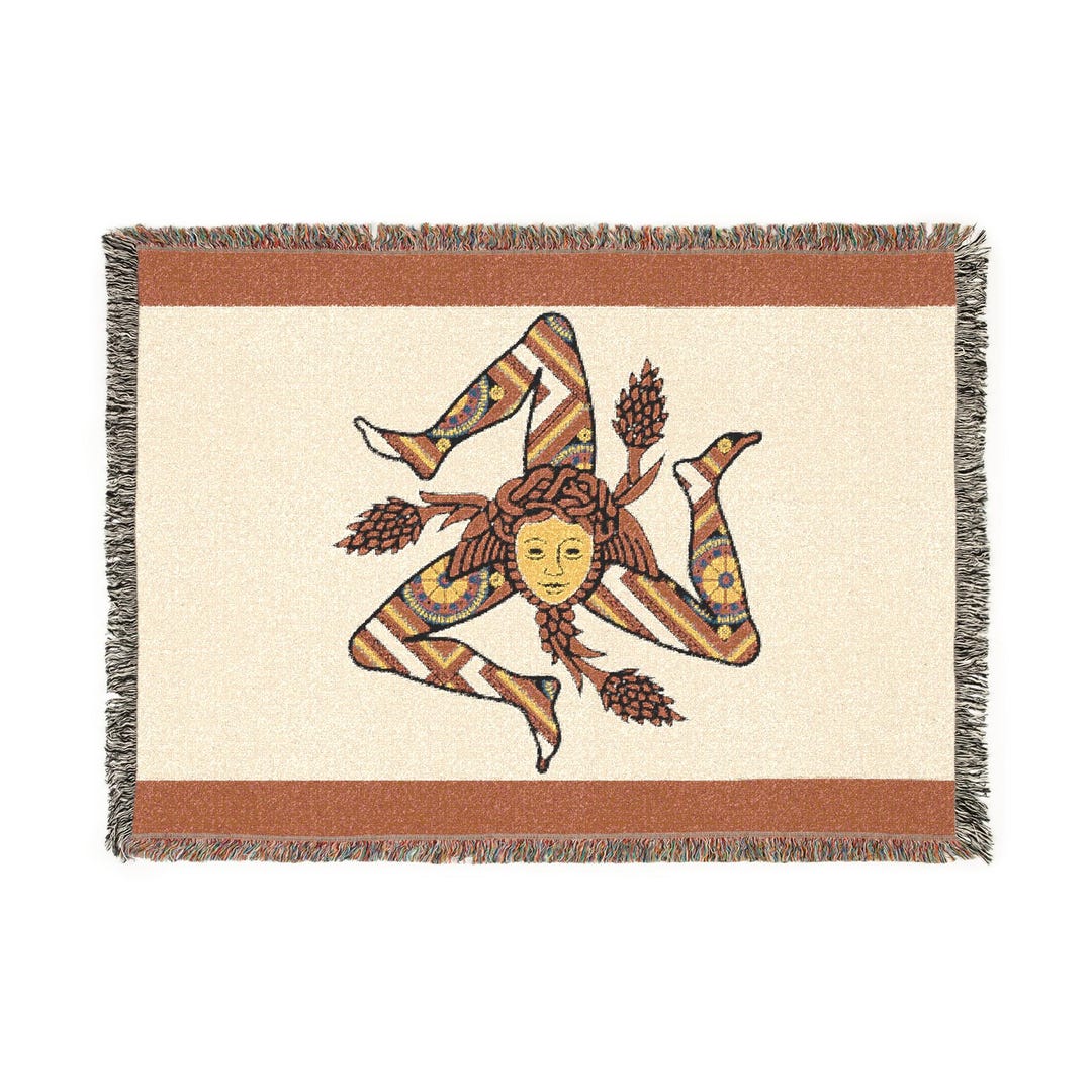 Sicilian Trinacria Sun Symbol Woven Blanket | Mediterranean Mythology ...