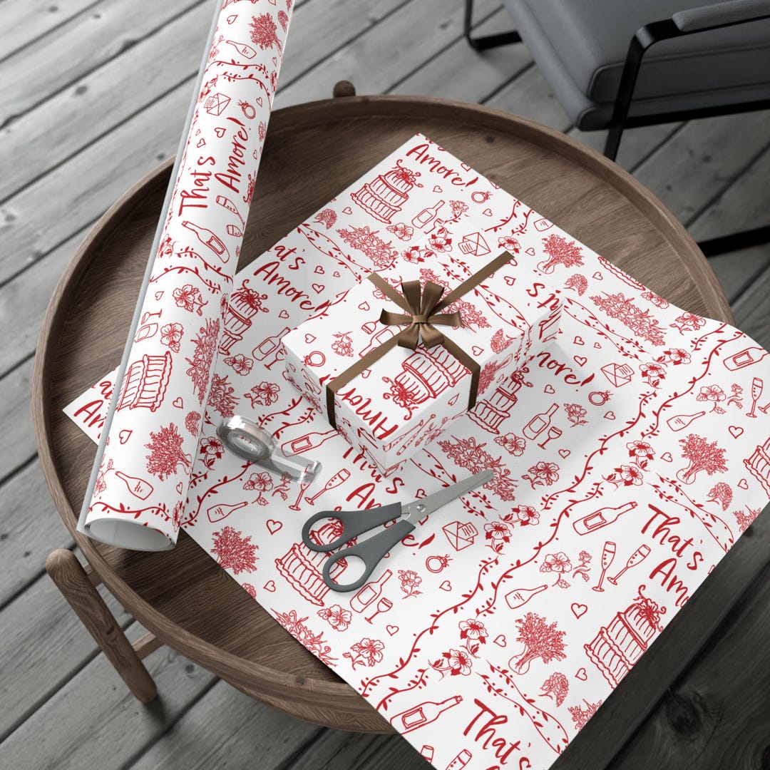 That's Amore Wrapping Paper, Romantic Italian Wedding, Shower Gift Wrap ...