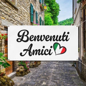 Italian Welcome Friend Banner, Italian Party Banner, Benvenuti, Welcome ...