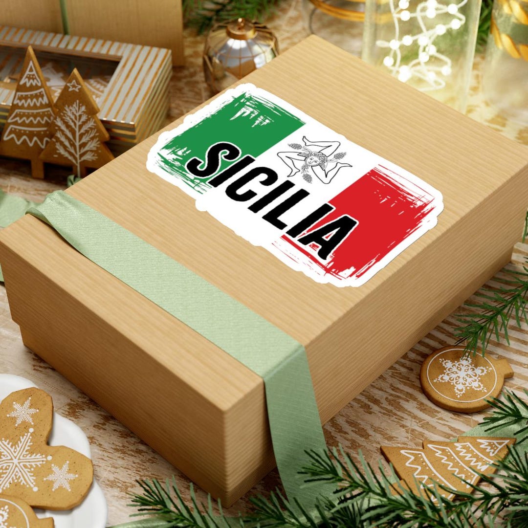 Sicilia Sticker - Italian Flag Kiss-cut Sticker for Sicilian Gift ...