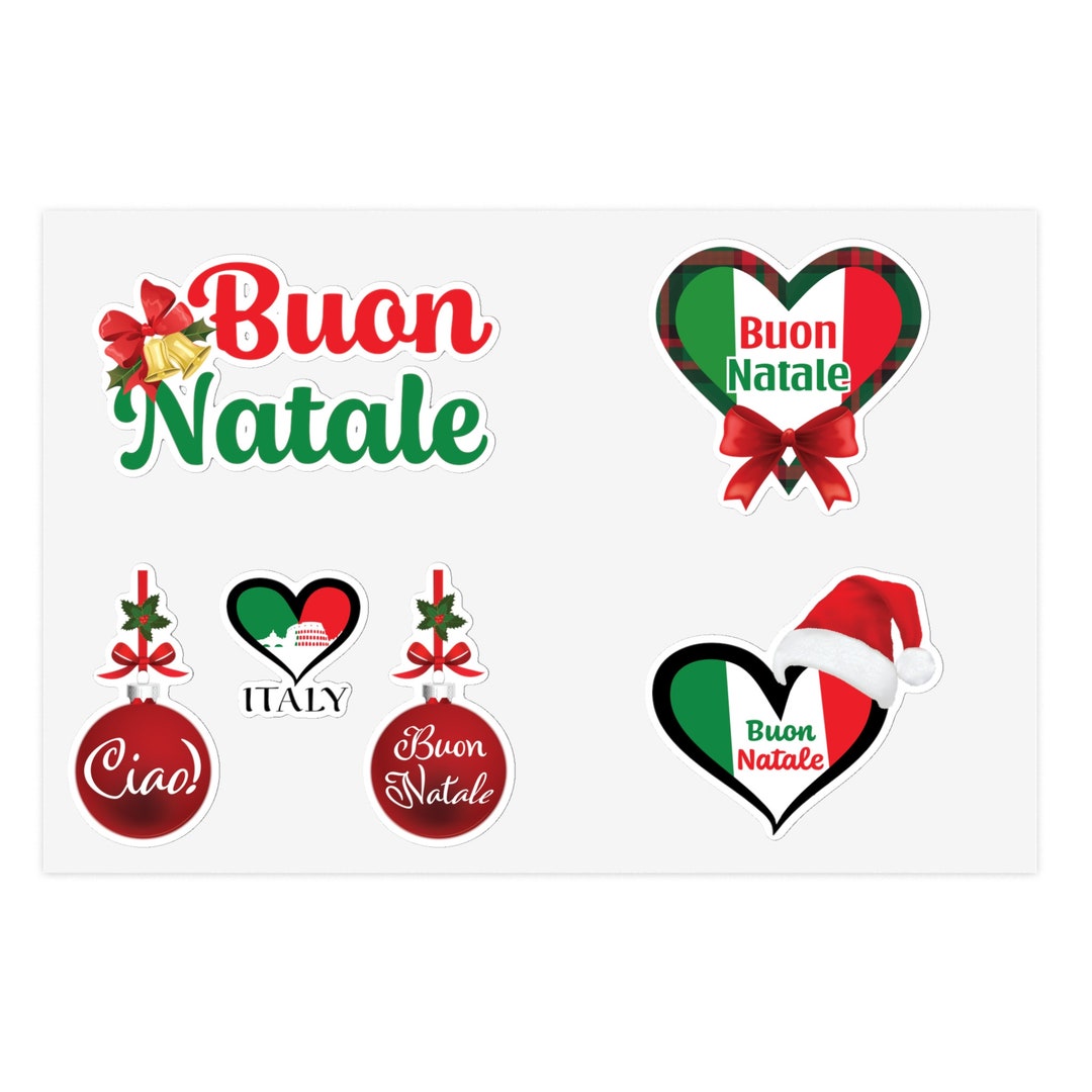 Italian Buon Natale Sticker Sheet Bundle, 5pcs, Italian Stickers for ...