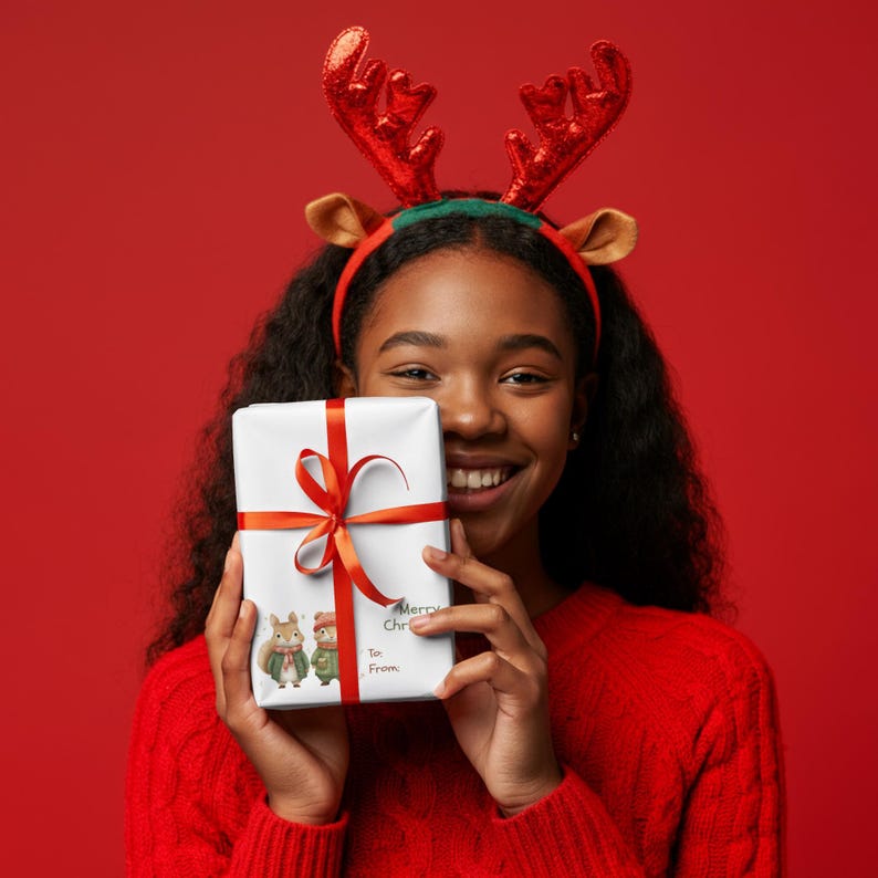 Christmas Gift Tags, Holiday Bunny, Dogs, Cats and Friends DYI Stickers ...