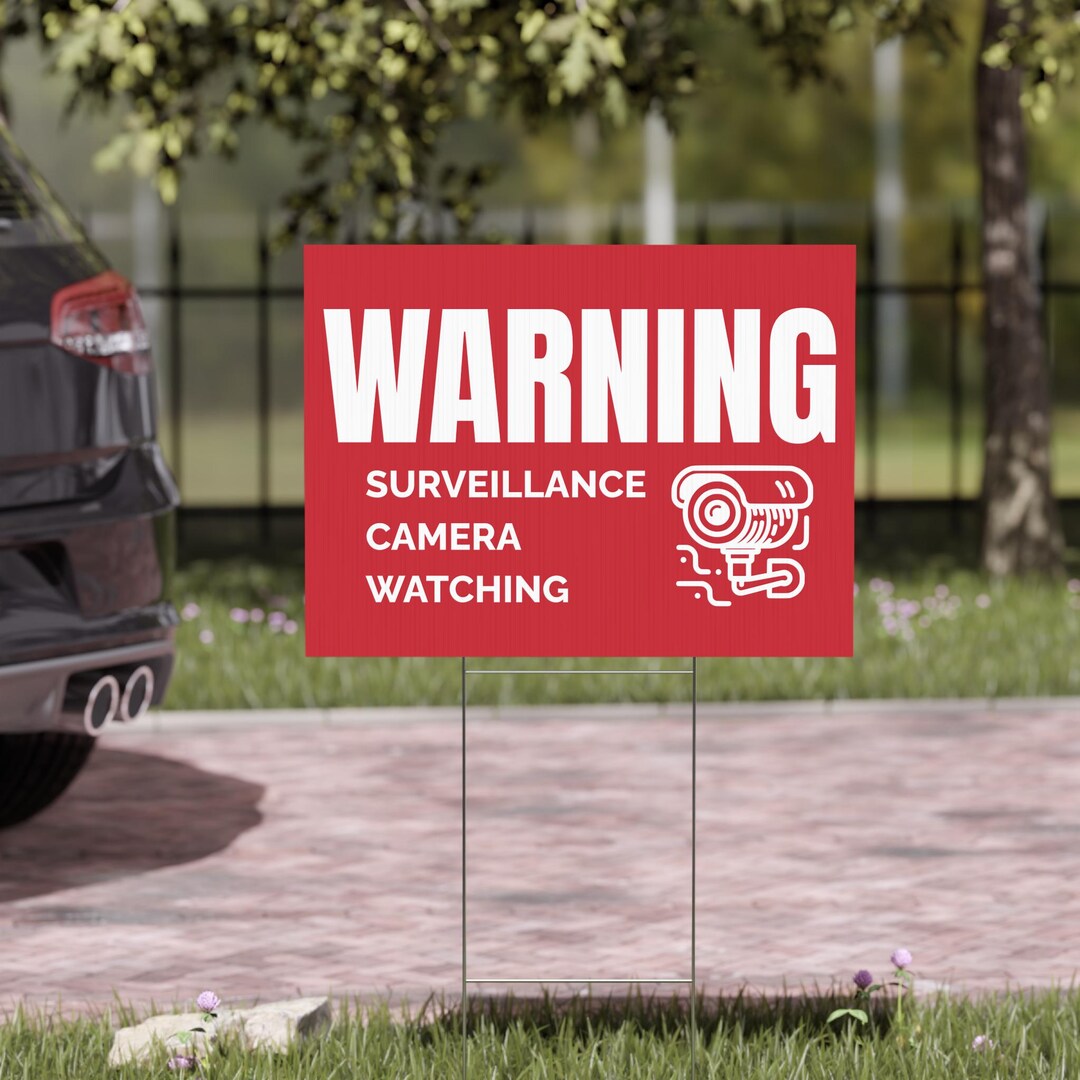Warning Yard Sign - Keep Out Surveillance Camera Watching Deterent Sign ...