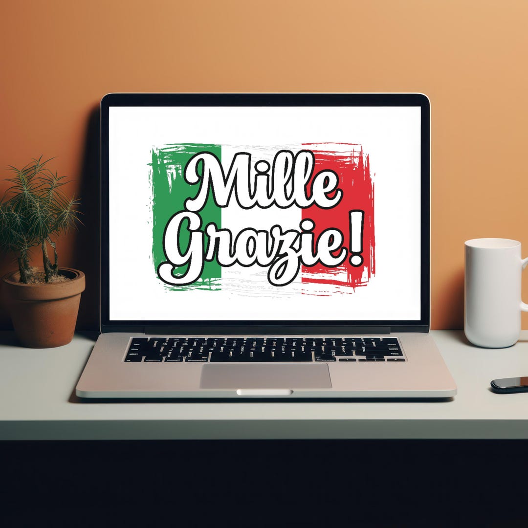 Italian Digital Download, Mille Grazie Italian Thank You, A Thousand ...
