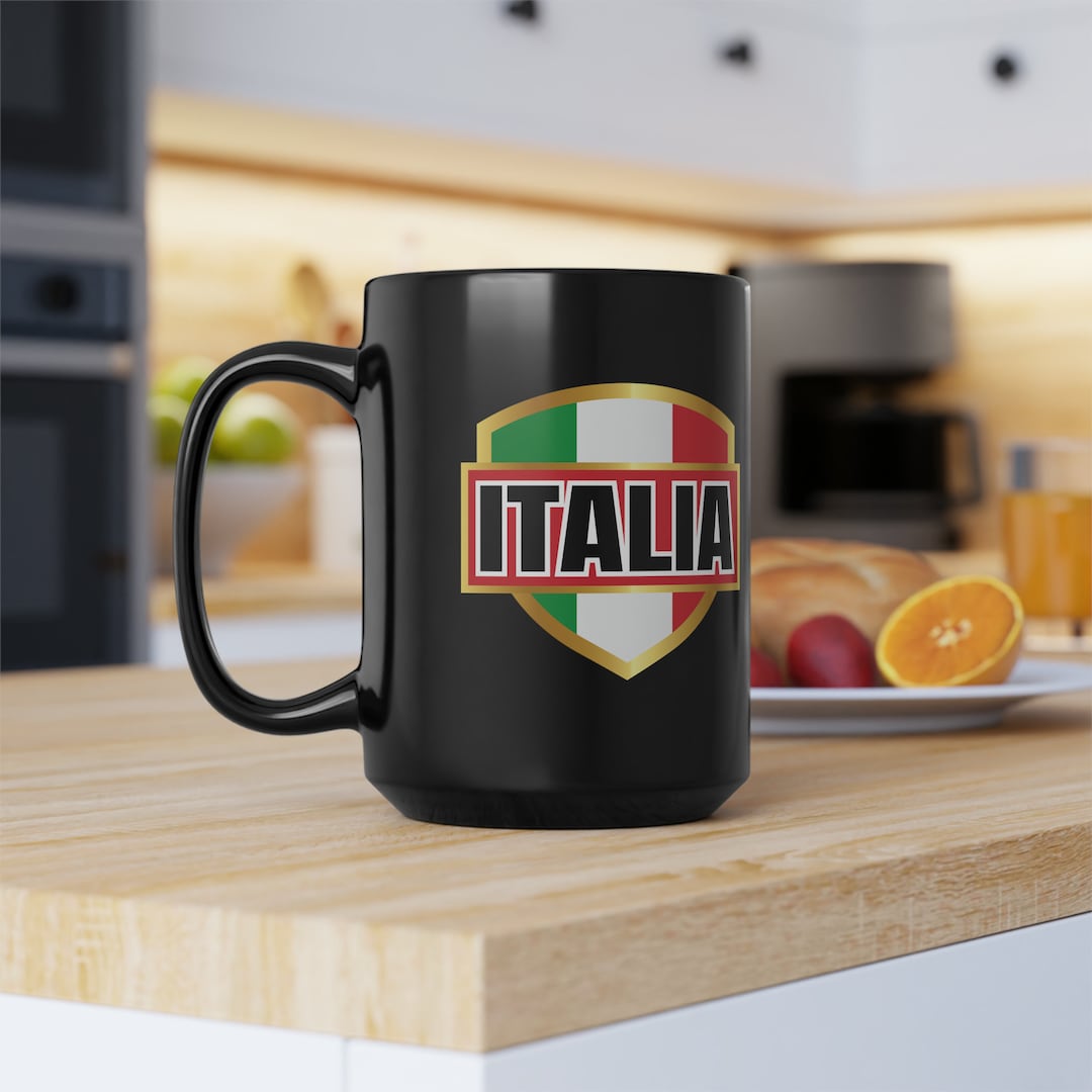 Italian Mug, Coffee Mug, Italian Flag, Italia Black Mug, 15oz Gift for ...