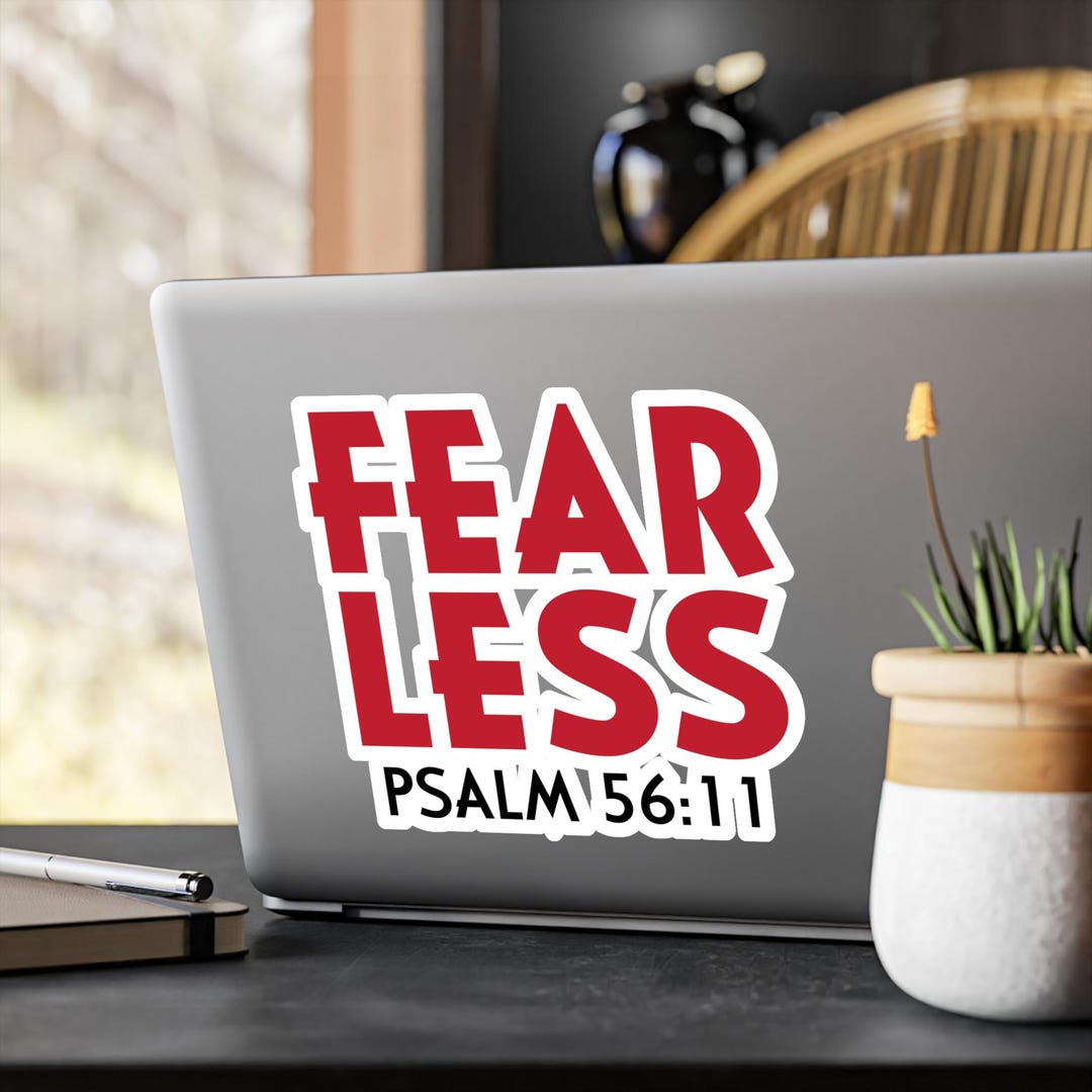 Fearless Bible Verse Sticker: Christian Decal for Laptop, Water Bottle ...