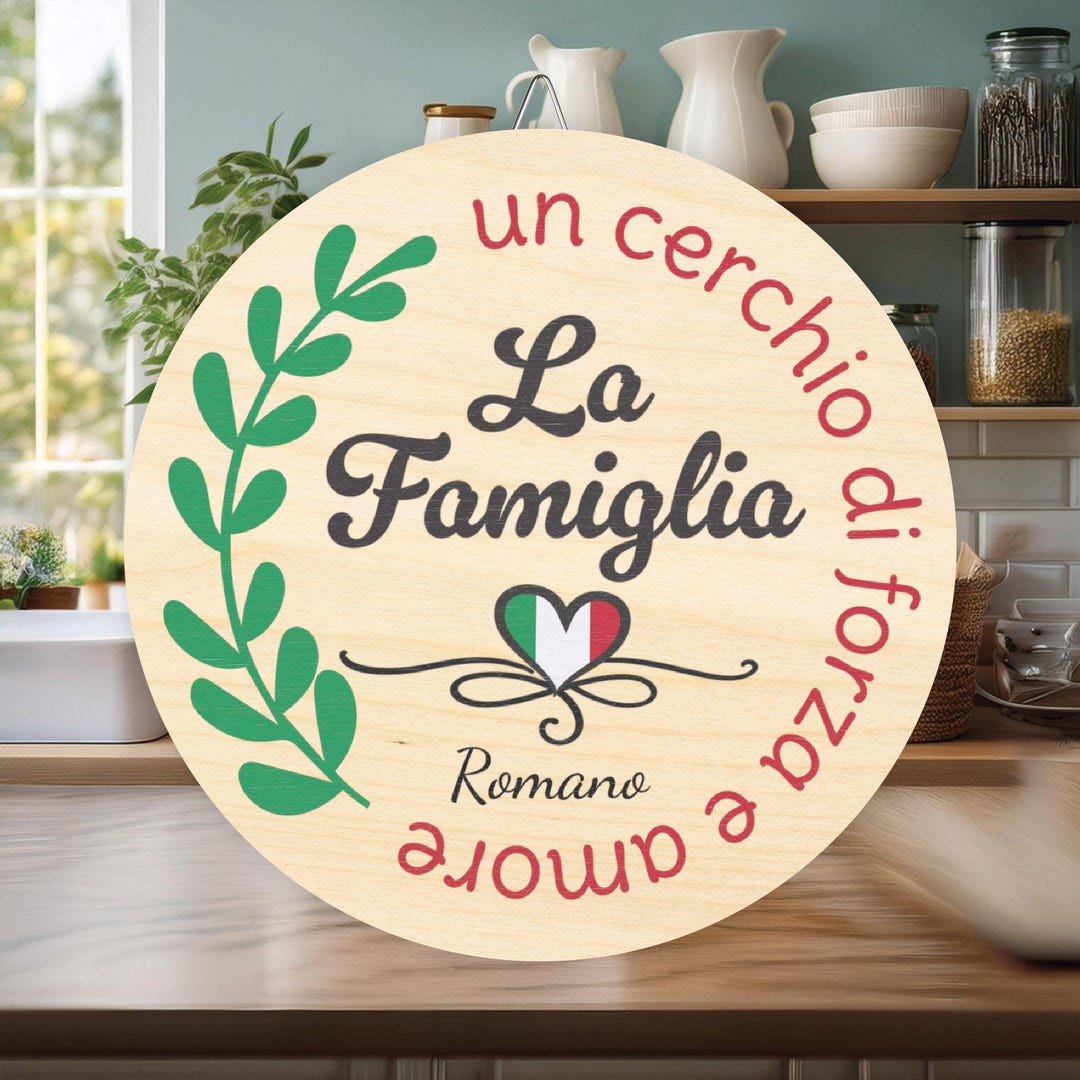 La Famiglia Italian Wood Sign, Personalized Family Circle of Strength ...