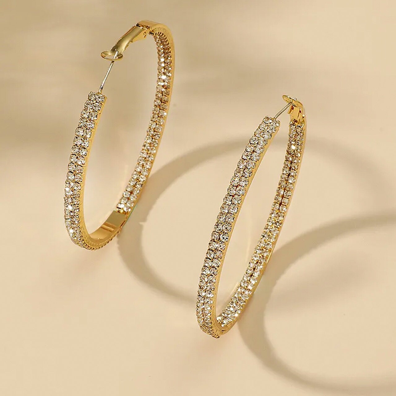 Pave Crystal Hoop Earrings CZ Cubic Zirconia Hoop Earrings - Etsy