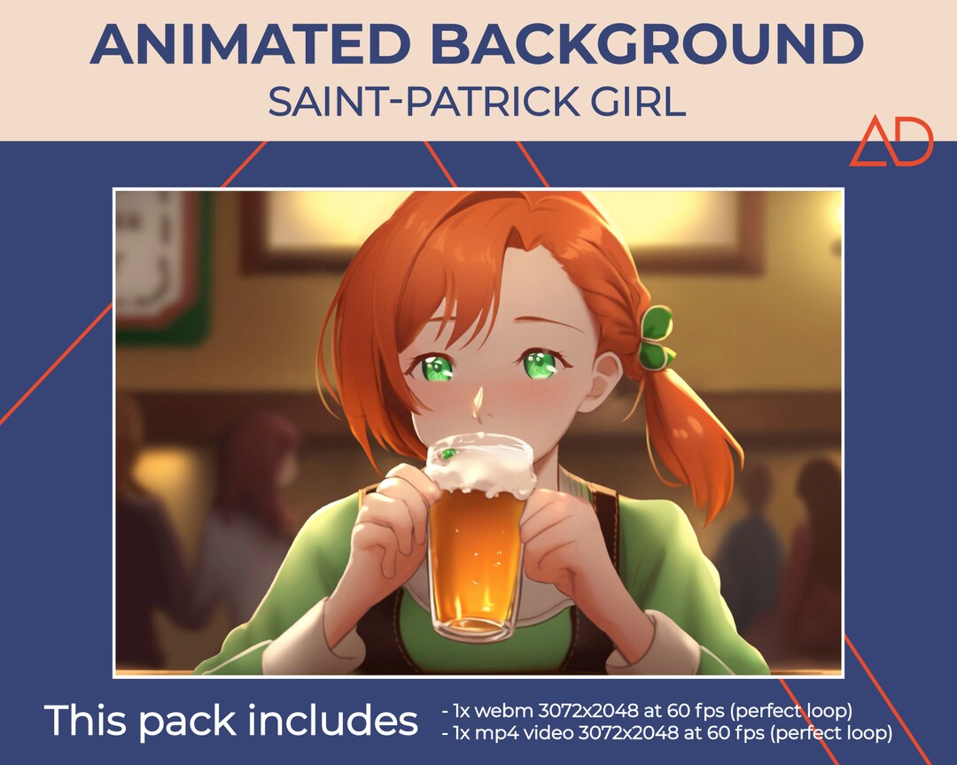 Animated Background Saint Patrick Girl Ready for Twitch / Wallpaper ...