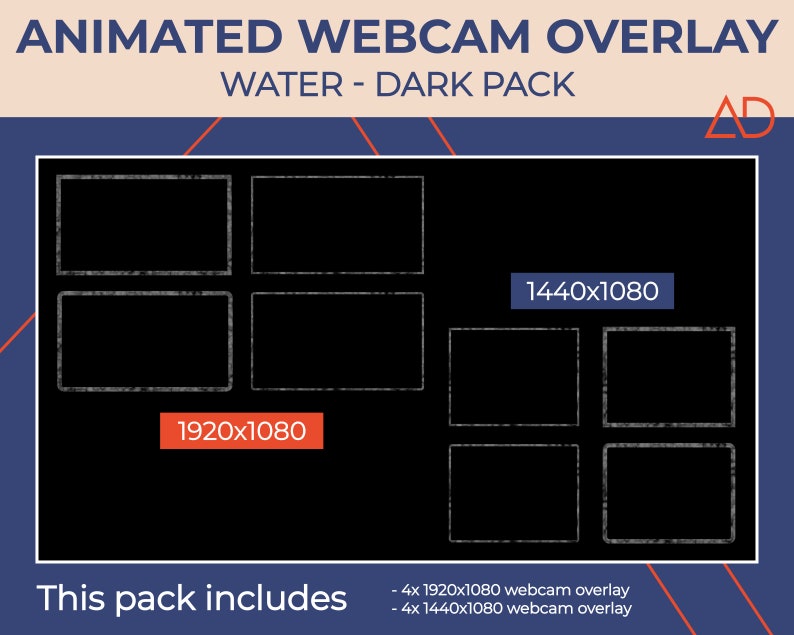 Animated Webcam Overlay Twitch / Water Pack / Dark Color / Camera ...