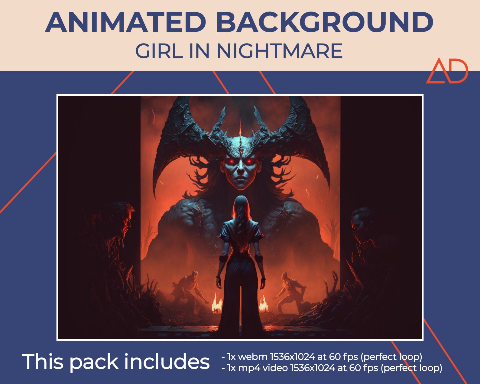Animated Background Girl in Nightmare Ready for Twitch / - Etsy