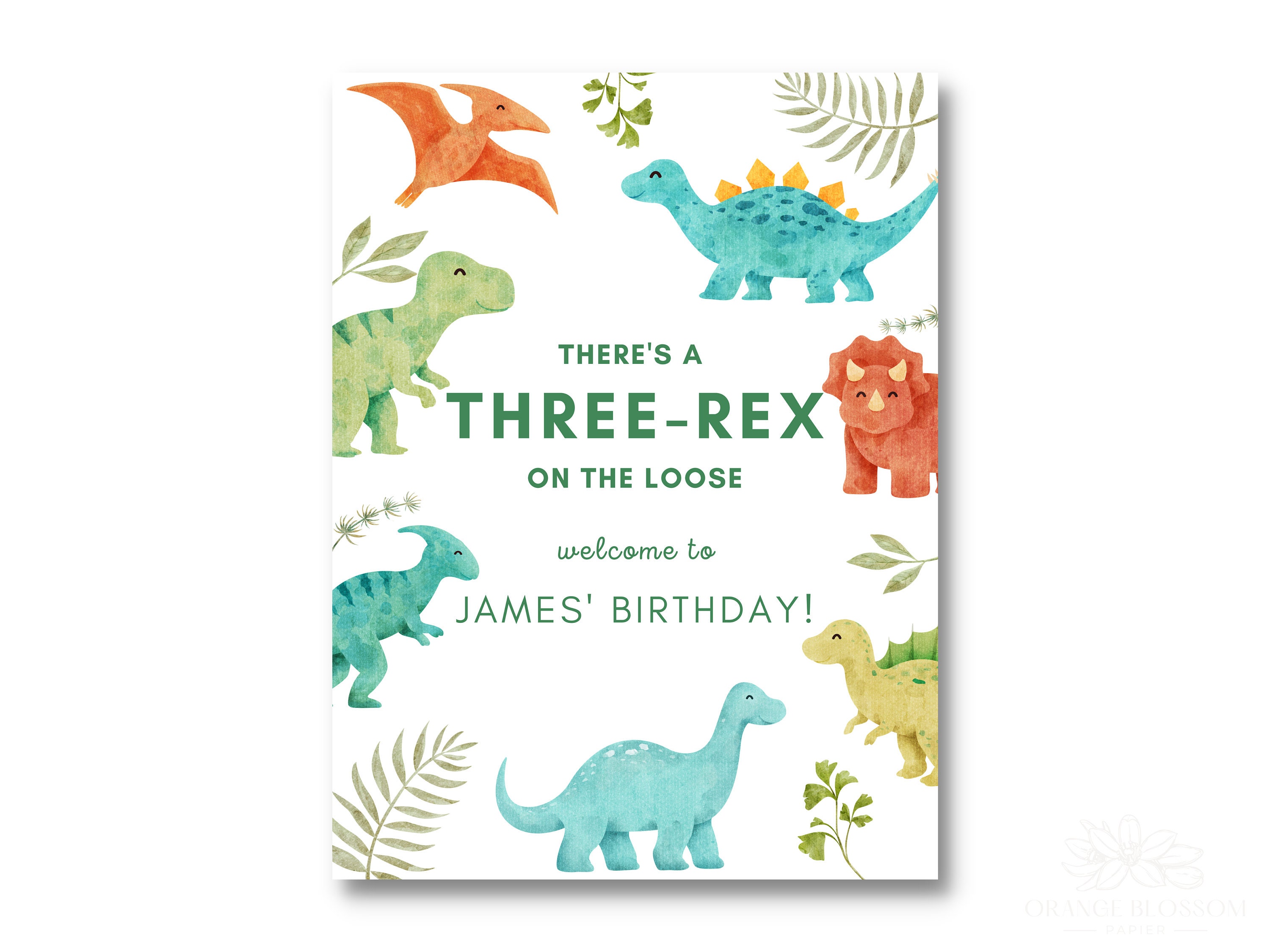 Editable Three Rex Dinosaur Birthday Party Bundle | Canva Templates - Etsy