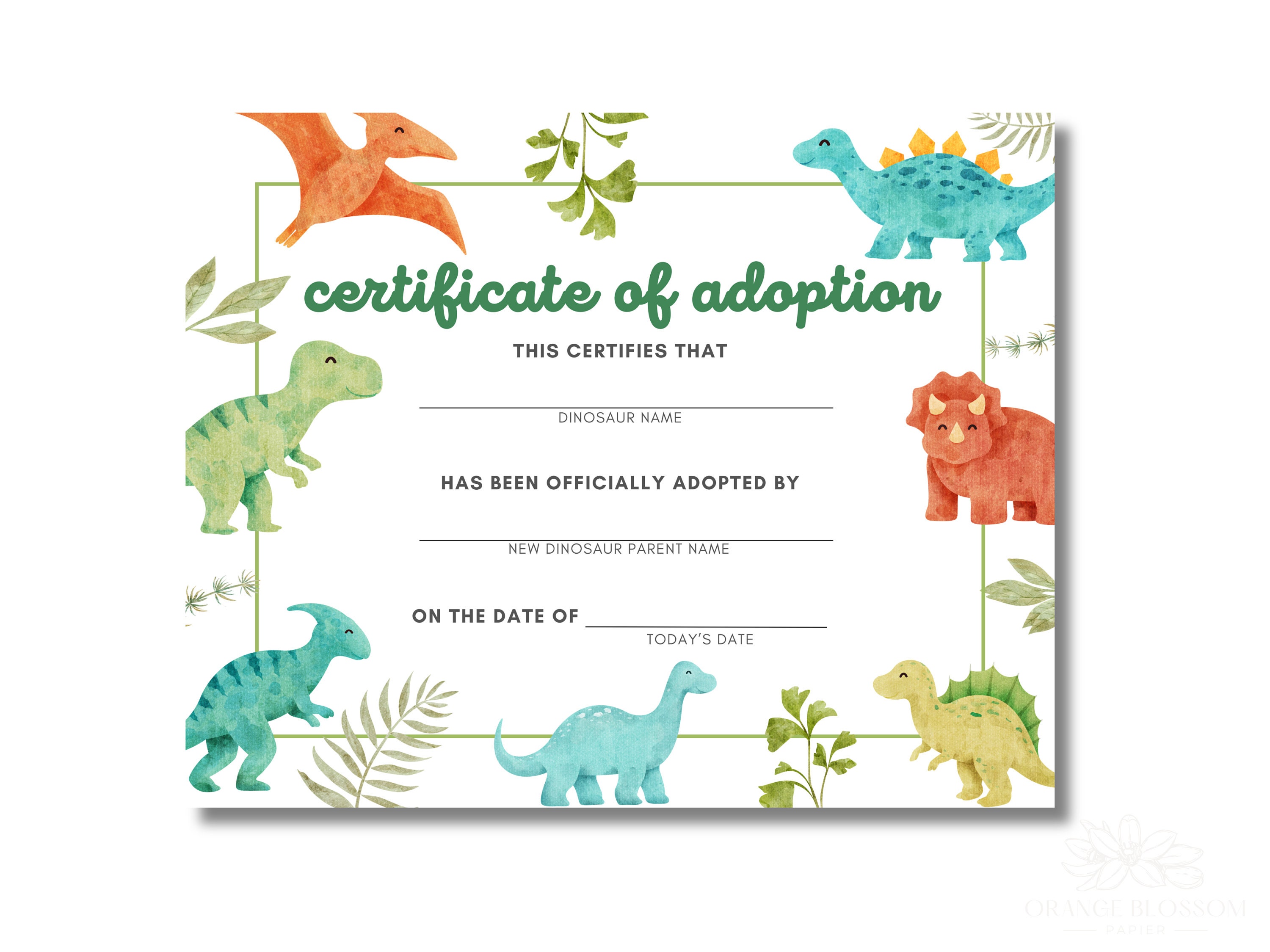 Editable Three Rex Dinosaur Birthday Party Party Favor Adoption ...
