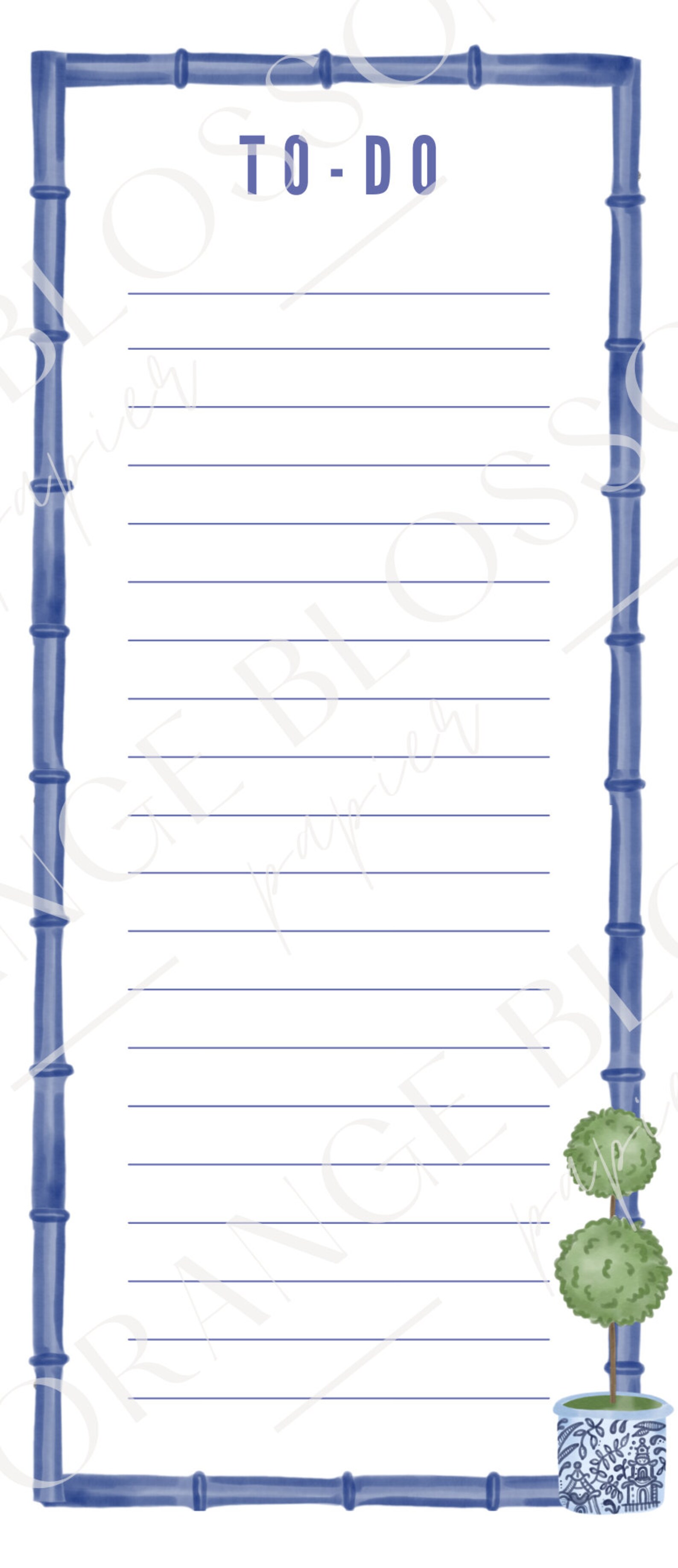 Printable, Custom Blue & White Topiary To-do List Bundle | Canva ...