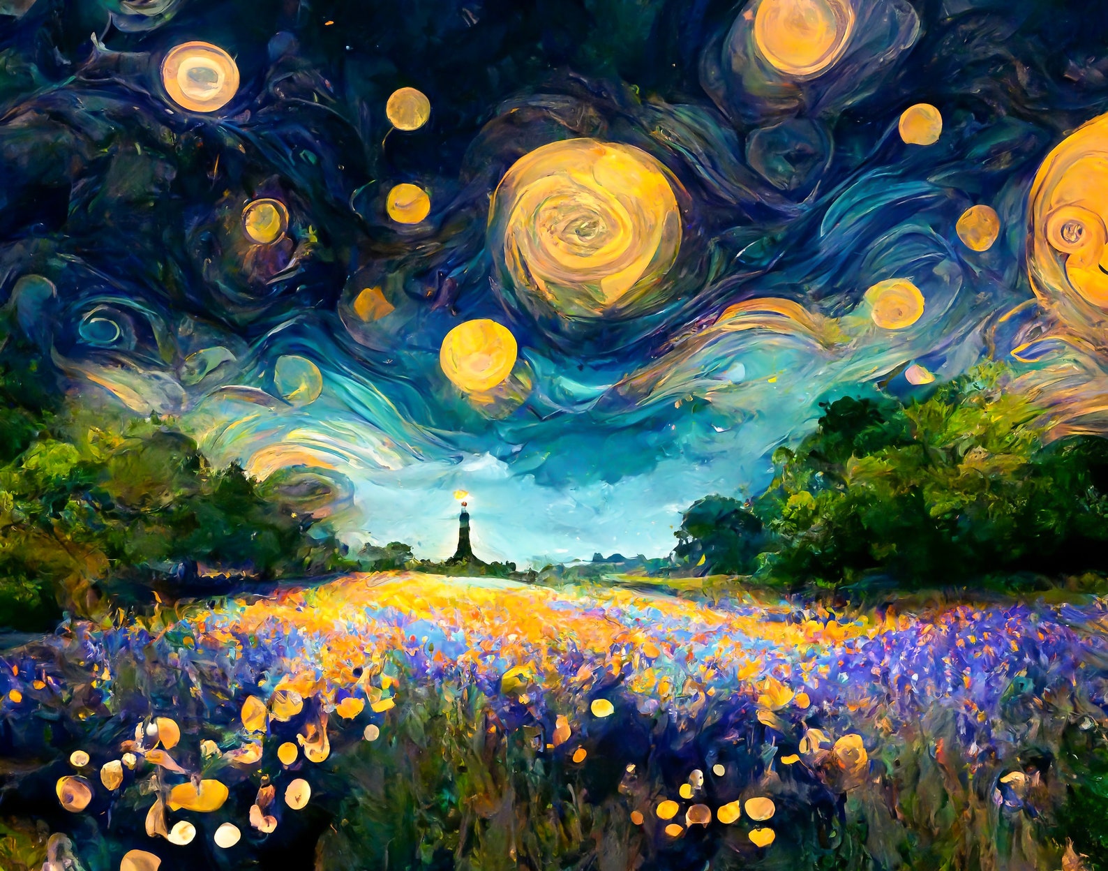 Monet & Van Gogh Inspired Digital Art | Starry Night and Garden at ...