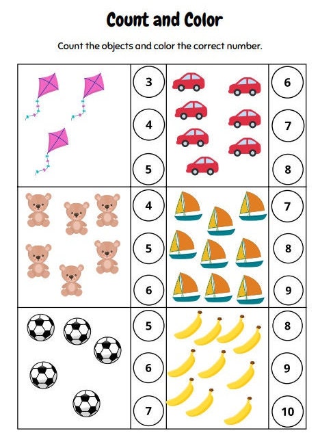 Counting 1 to 10 Workbook Activity and Coloring Book. Kids - Etsy