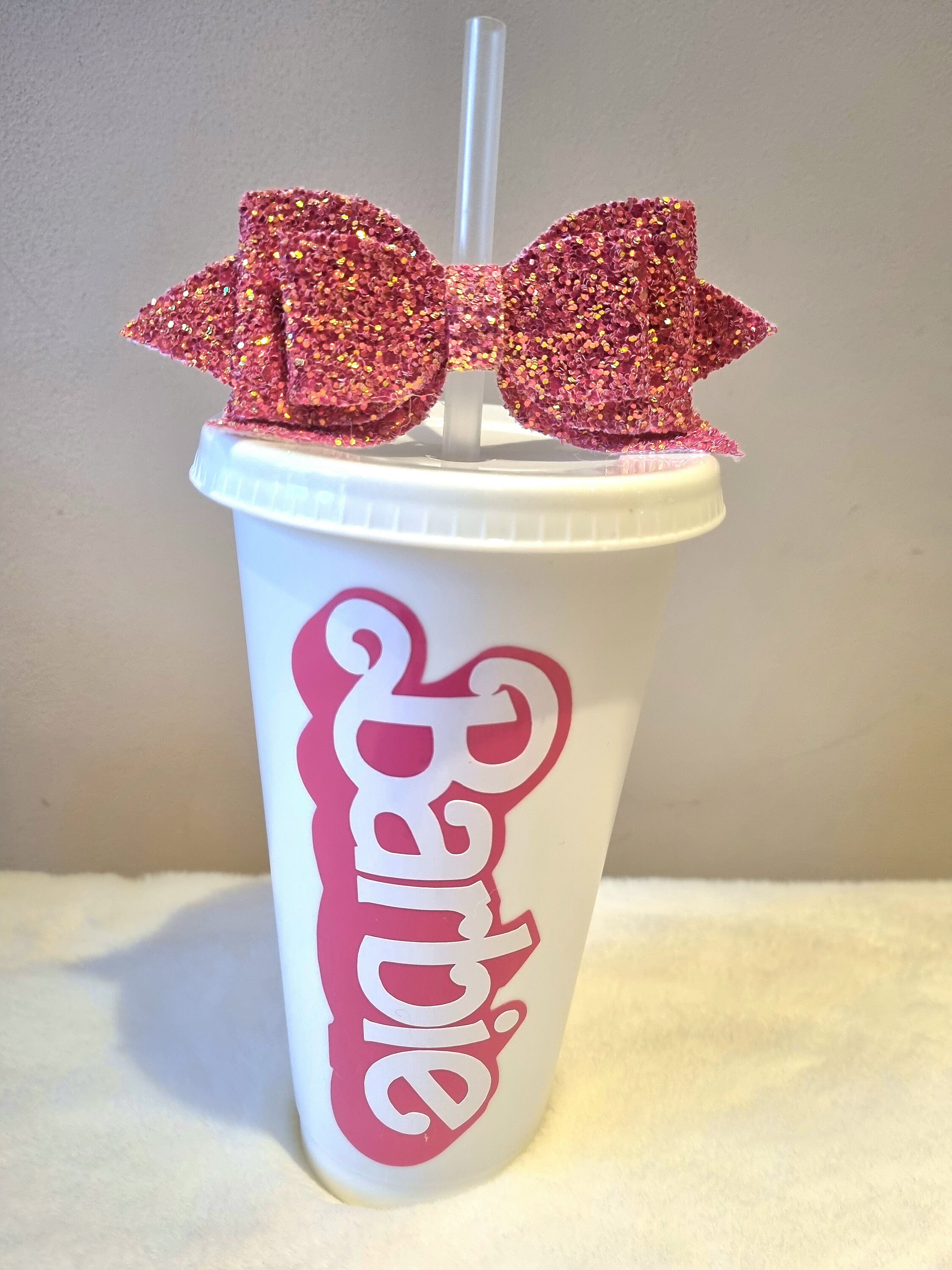Barbie Cup With Pink Glitter Bow 24oz Cold Cup Girl - Etsy UK