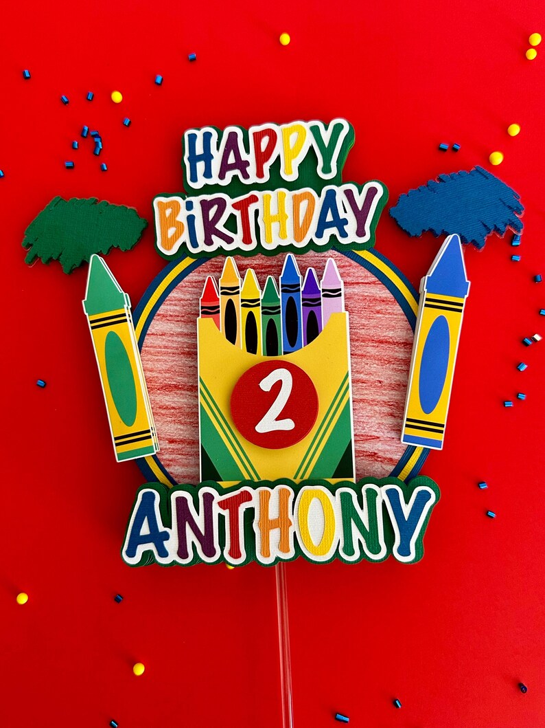 Crayon Cake Topper Crayon Birthday Coloring Birthday Party Crayon Party ...