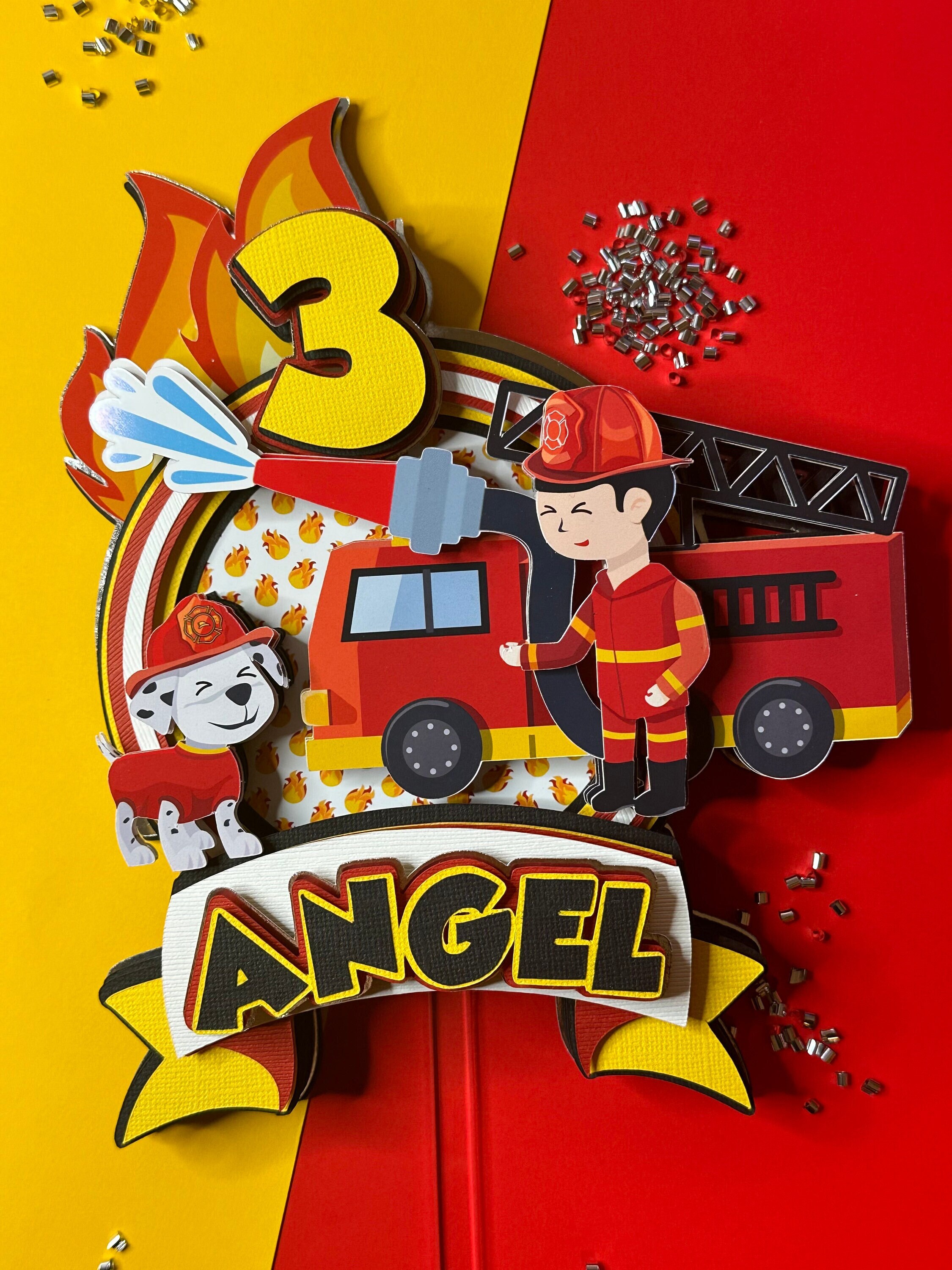 Fire Truck Fire Fighter Cake Topper Fire Truck Party Fire Truck ...