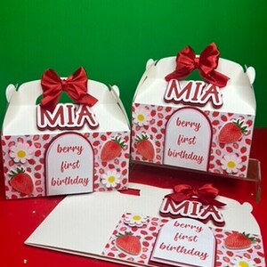 Berry First Birthday Favor Box Strawberry Favor Boxes Berry 1st ...