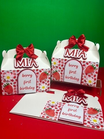 Berry First Birthday Favor Box Strawberry Favor Boxes Berry 1st ...