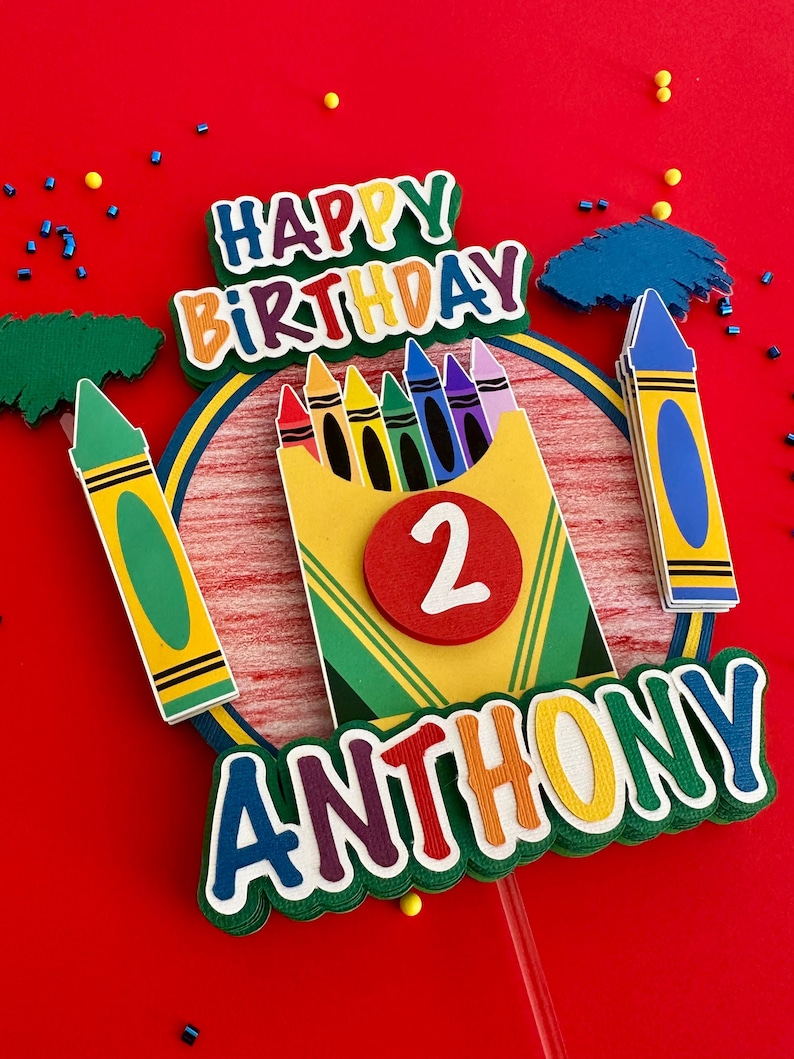 Crayon Cake Topper Crayon Birthday Coloring Birthday Party Crayon Party ...