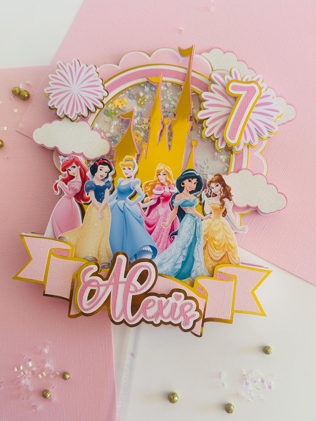 Princess Cake Topper Birthday Party Decor Belle Aurora Cinderella ...