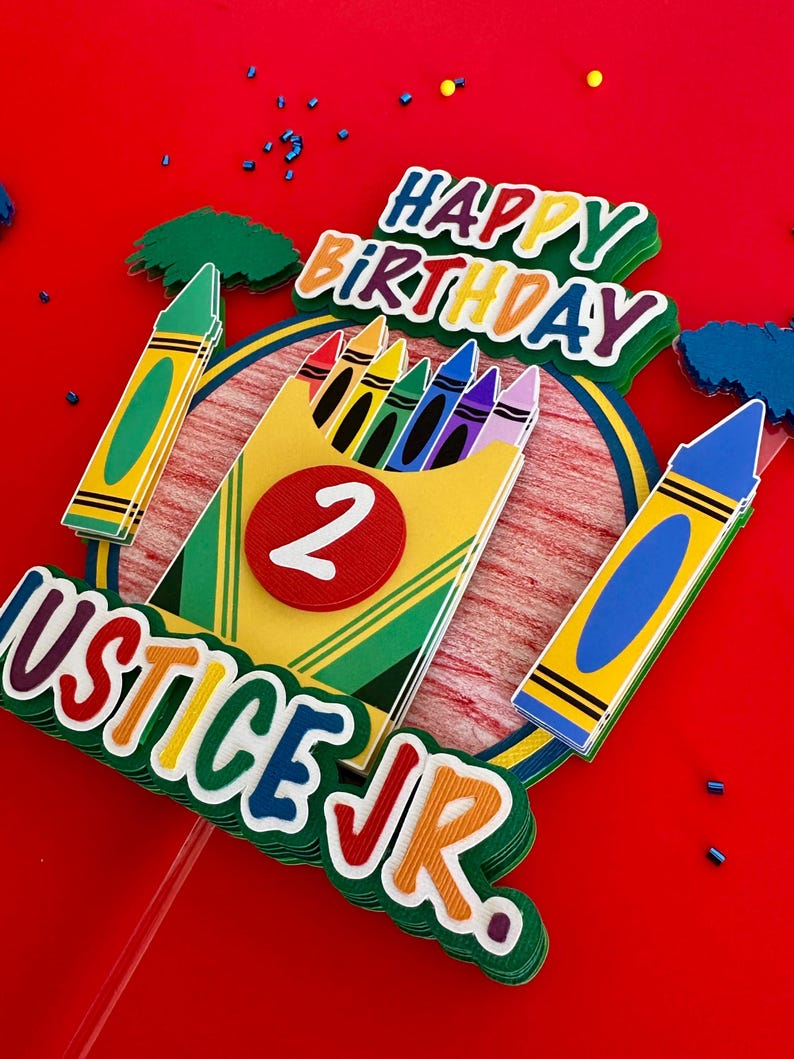 Crayon Cake Topper Crayon Birthday Coloring Birthday Party Crayon Party ...