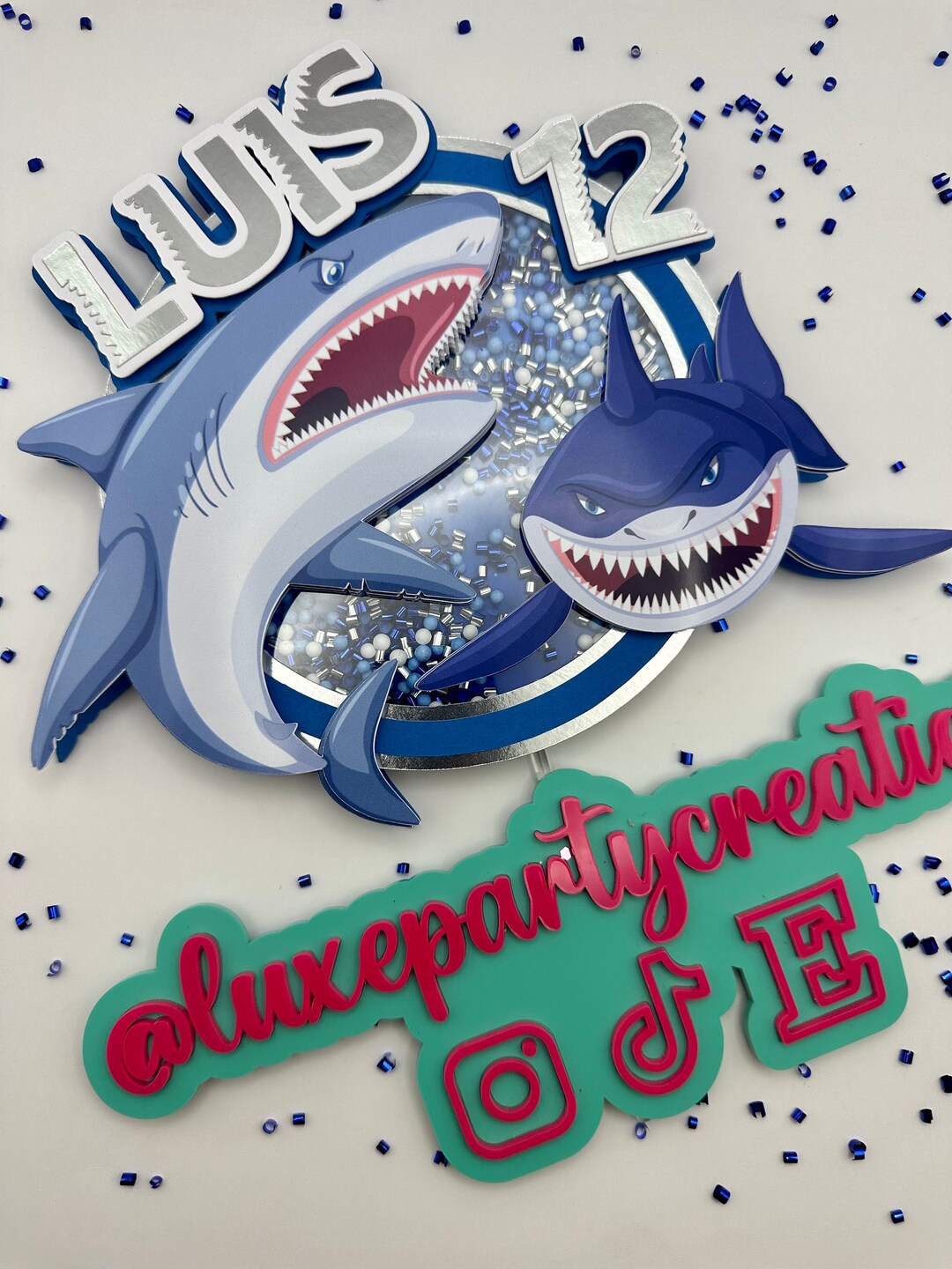 Shark Cake Topper Shark Birthday Decor Ocean Themed Birthday Shark ...