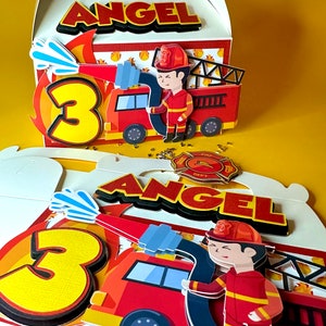 Fire Fighter Favor Boxes Fire Truck Birthday Decor Sound the Alarm Fire ...
