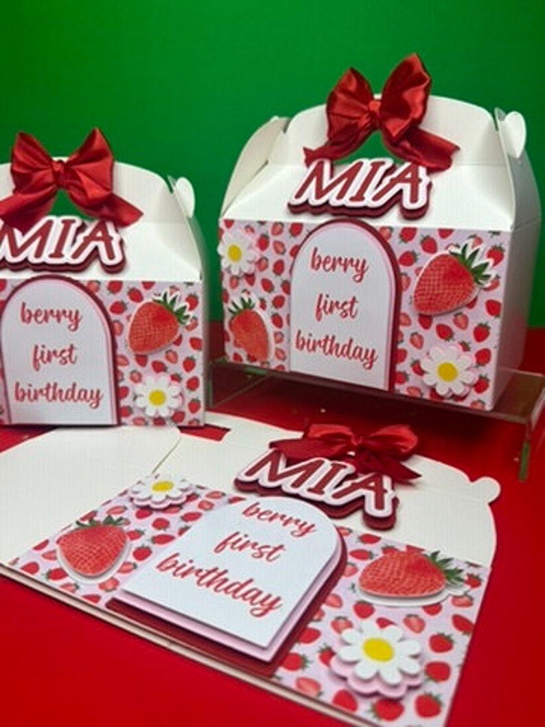 Berry First Birthday Favor Box Strawberry Favor Boxes Berry 1st ...