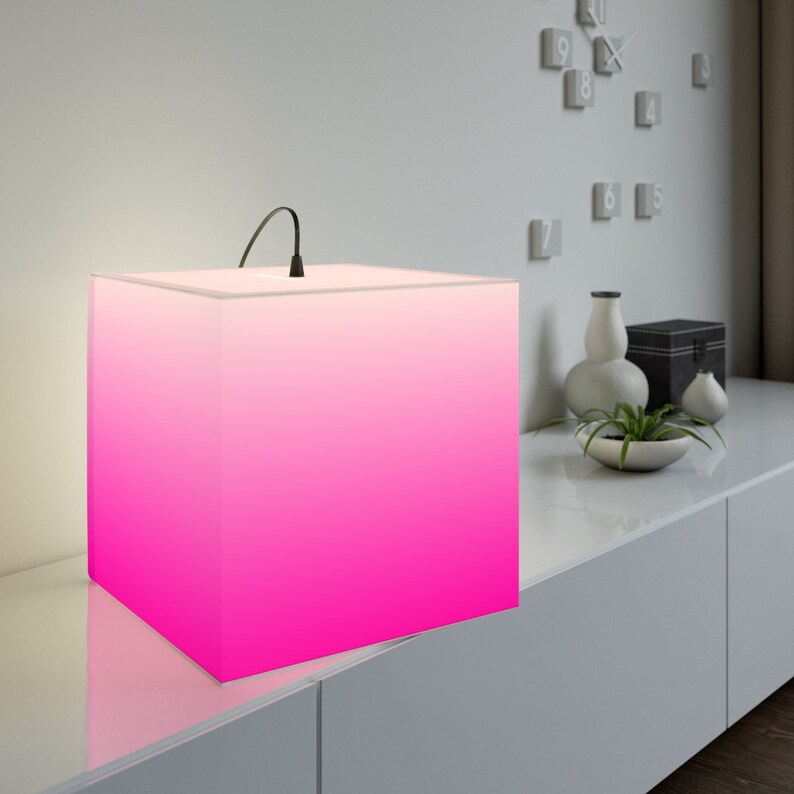 Hot Pink Fade Light Cube Lamp - Etsy