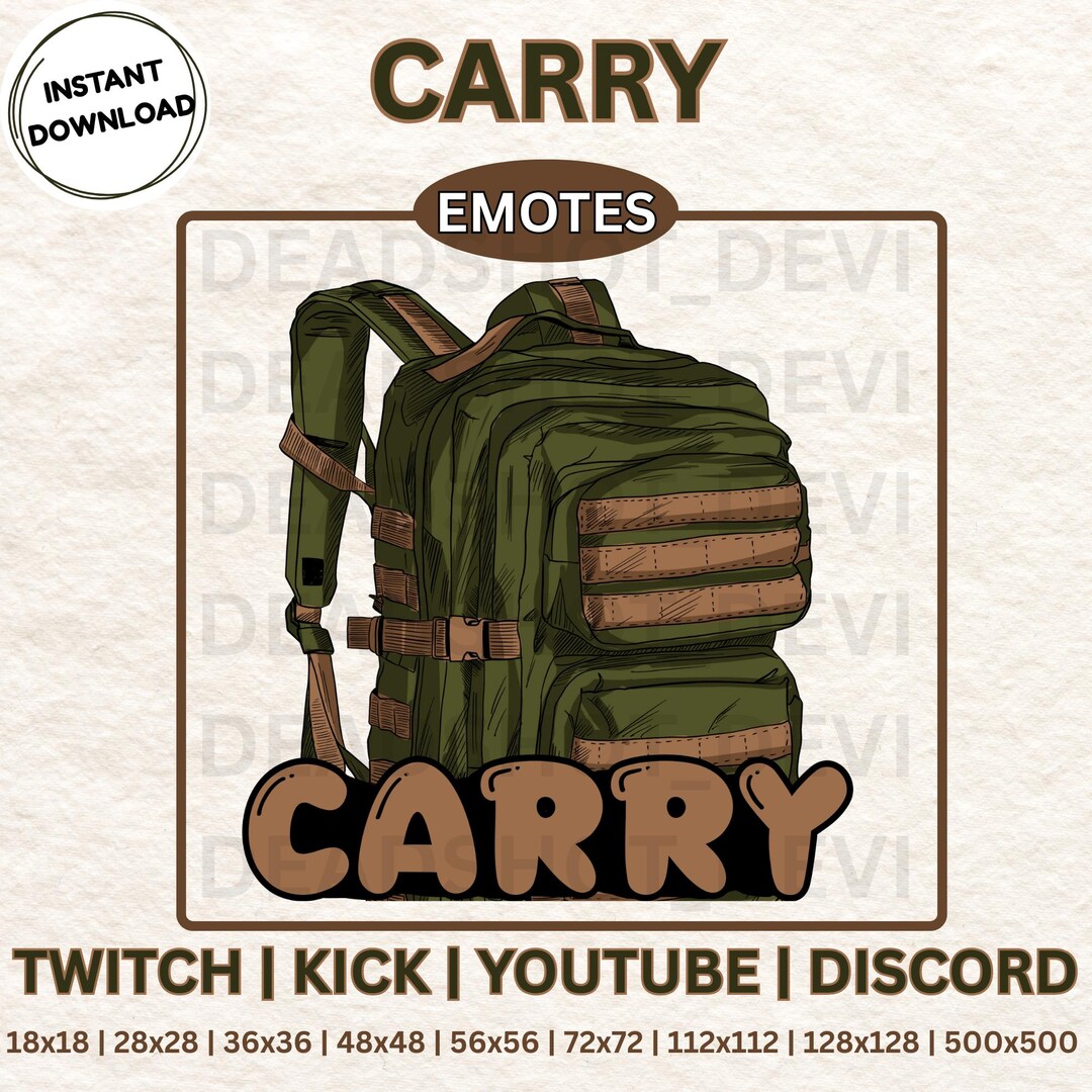 Backpack Carry Twitch Emote | Sub Badge | Channel Point | Kick ...