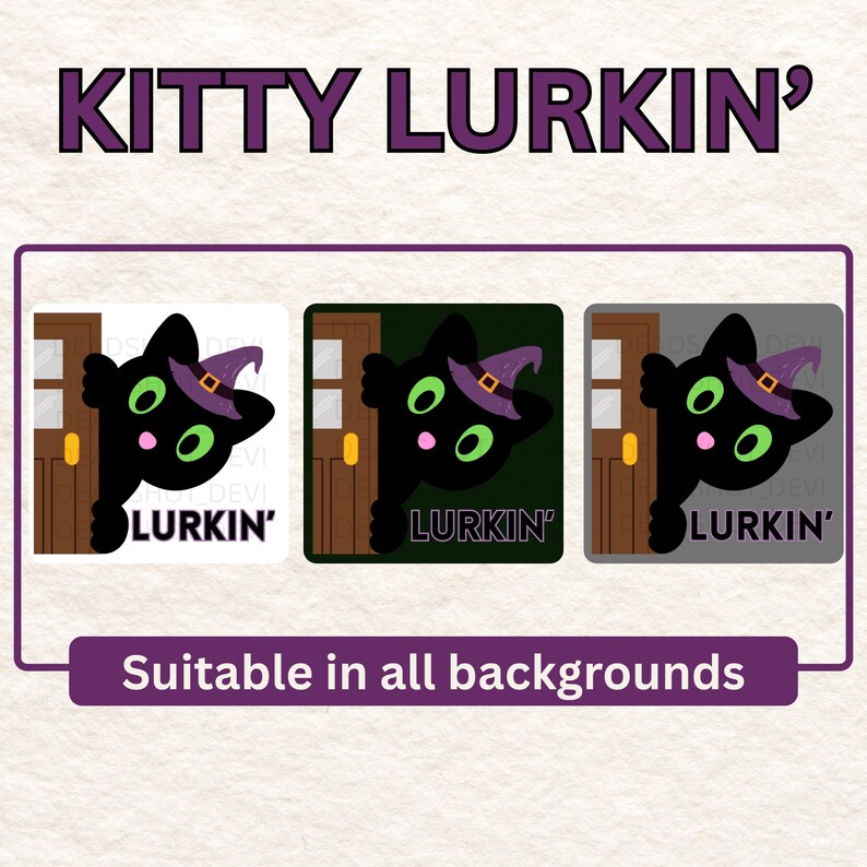 Kitty Lurkin' Twitch Emote: Black Cat Sub Badge, Channel Point - Etsy
