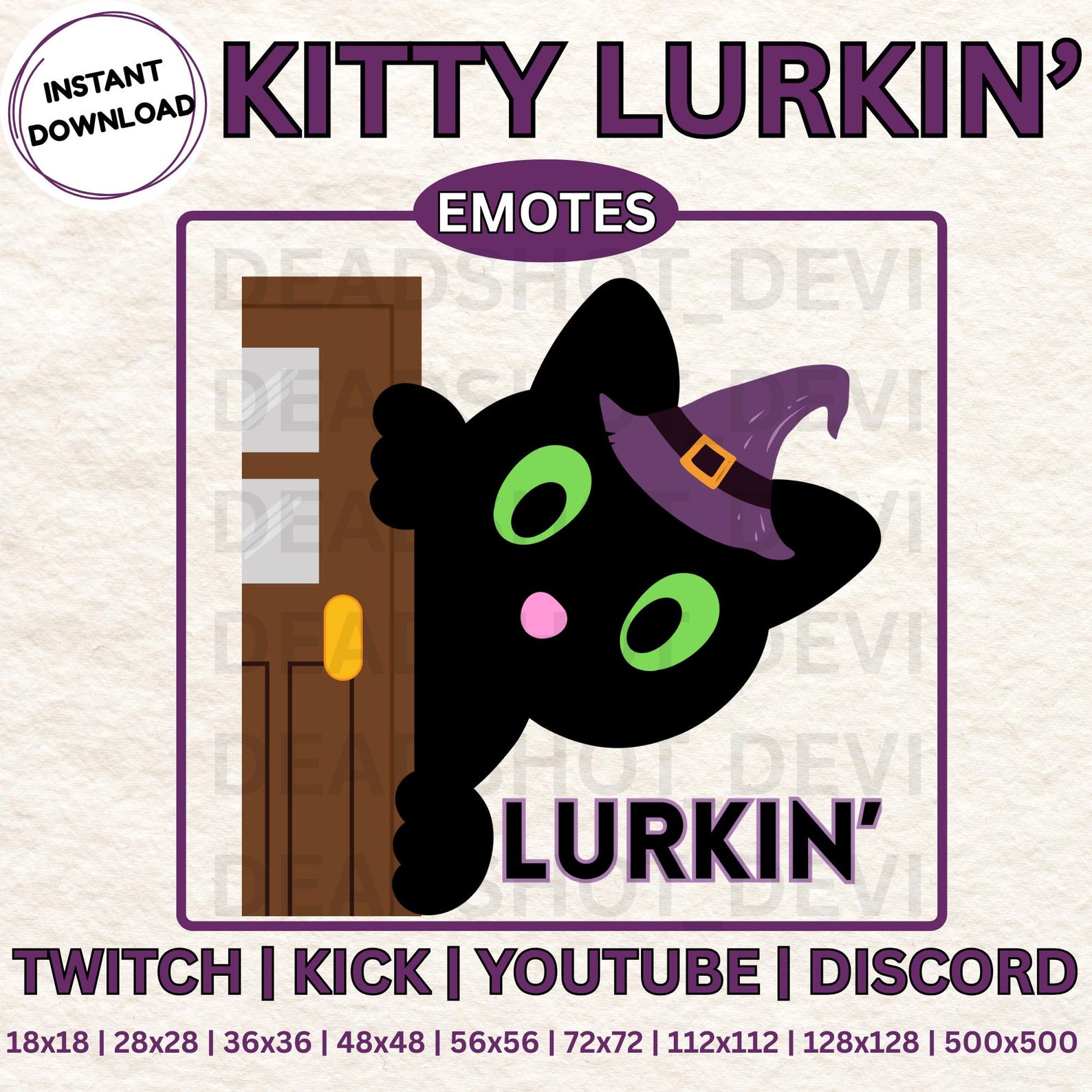 Kitty Lurkin' Twitch Emote: Black Cat Sub Badge, Channel Point - Etsy