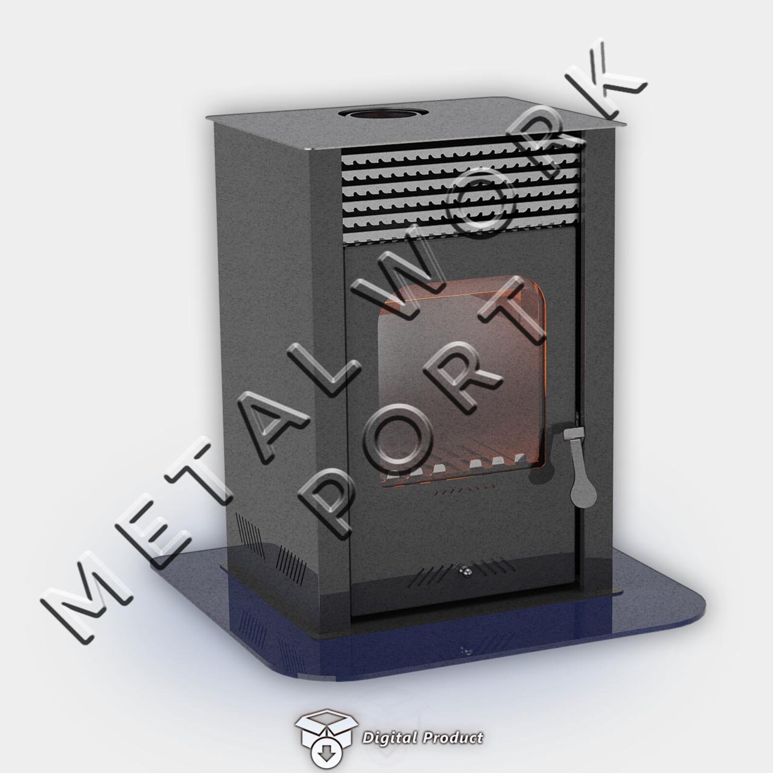Wood Burning Stove DXF Laser Cut Files: Fireplace Design (digital ...